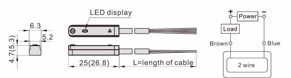 Senzor magnetic REED tip E cu 2 fire 2m seria CMS - CMS-E-020