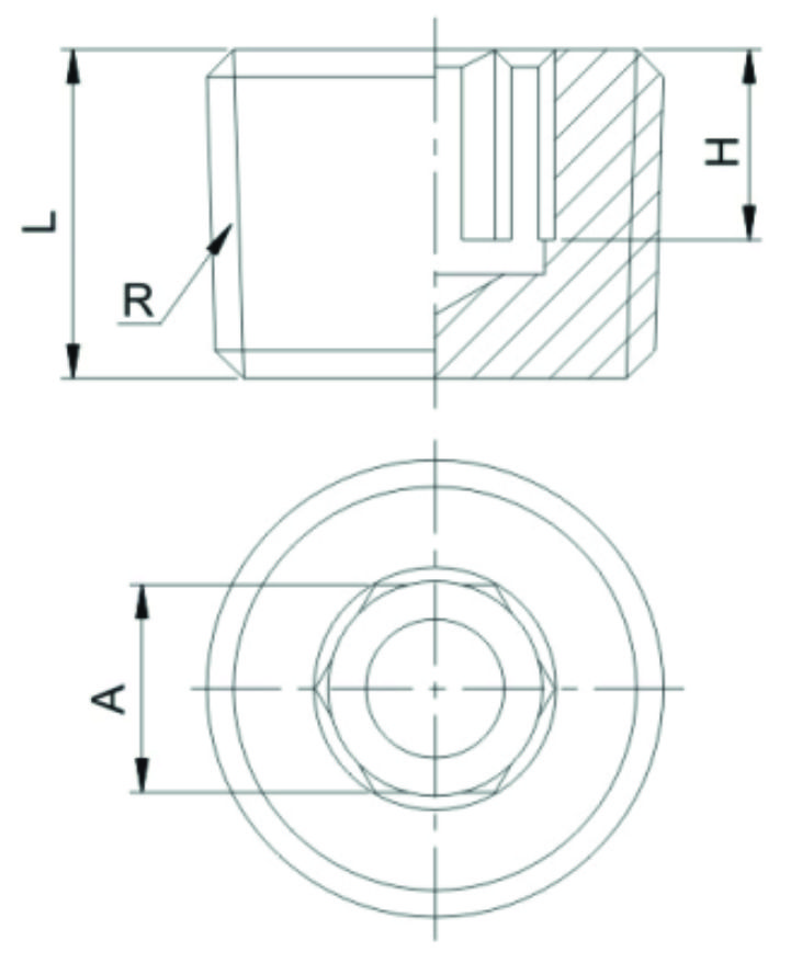 Dop metalic ingropat filet exterior 1/4" - BSKTAPA 1/4